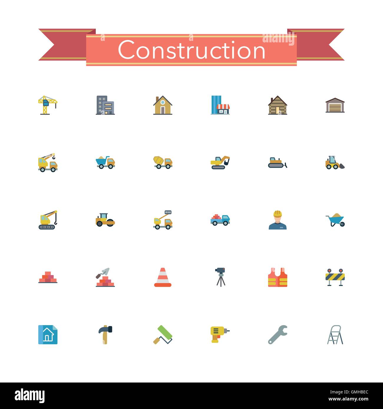 Building construction equipment icons Stock Vector Images - Alamy