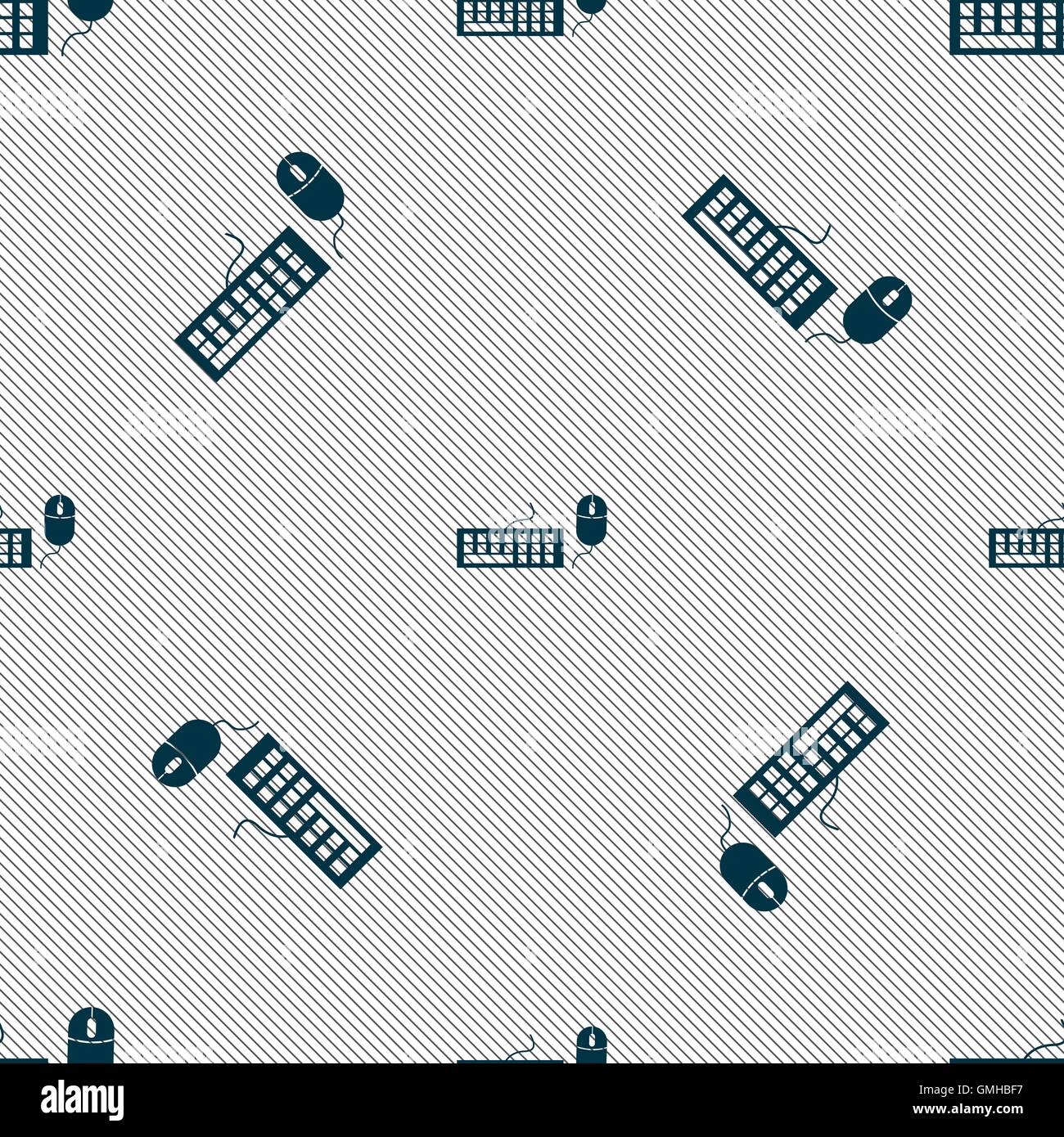 Computer keyboard and mouse Icon. Seamless pattern with geometric texture. Vector Stock Vector ...