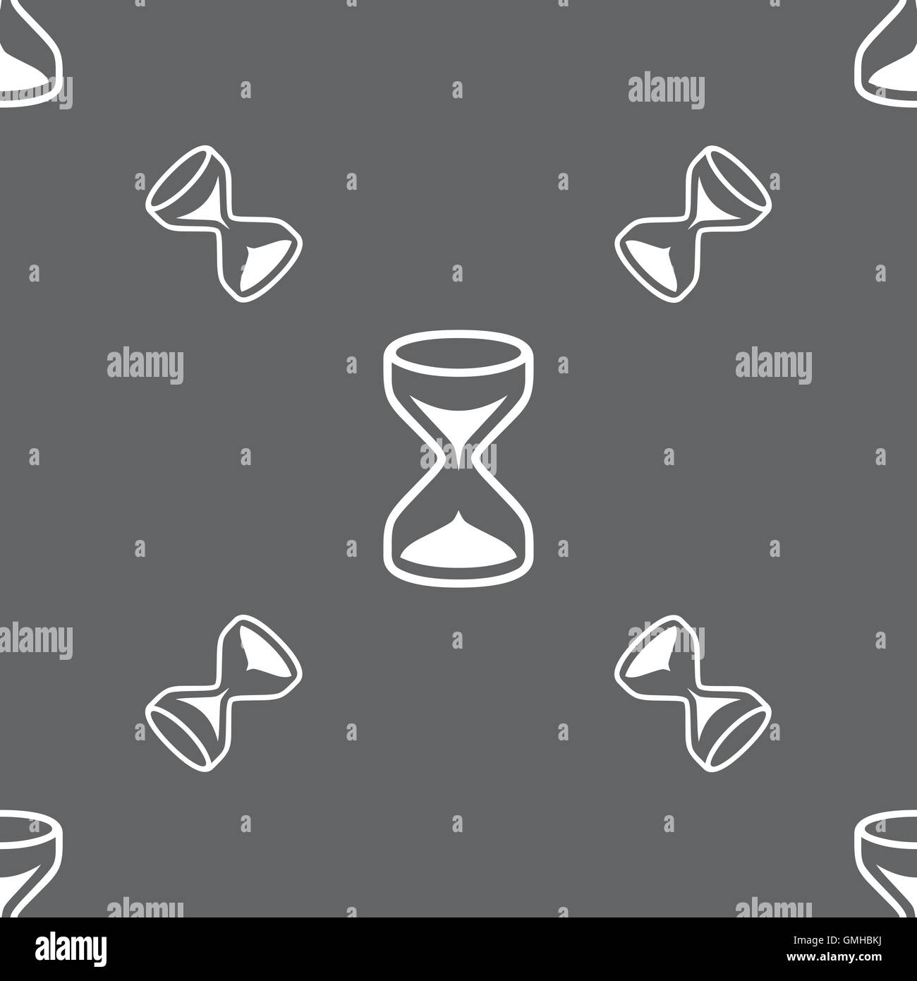 Hourglass sign icon. Sand timer symbol. Seamless pattern on a gray ...