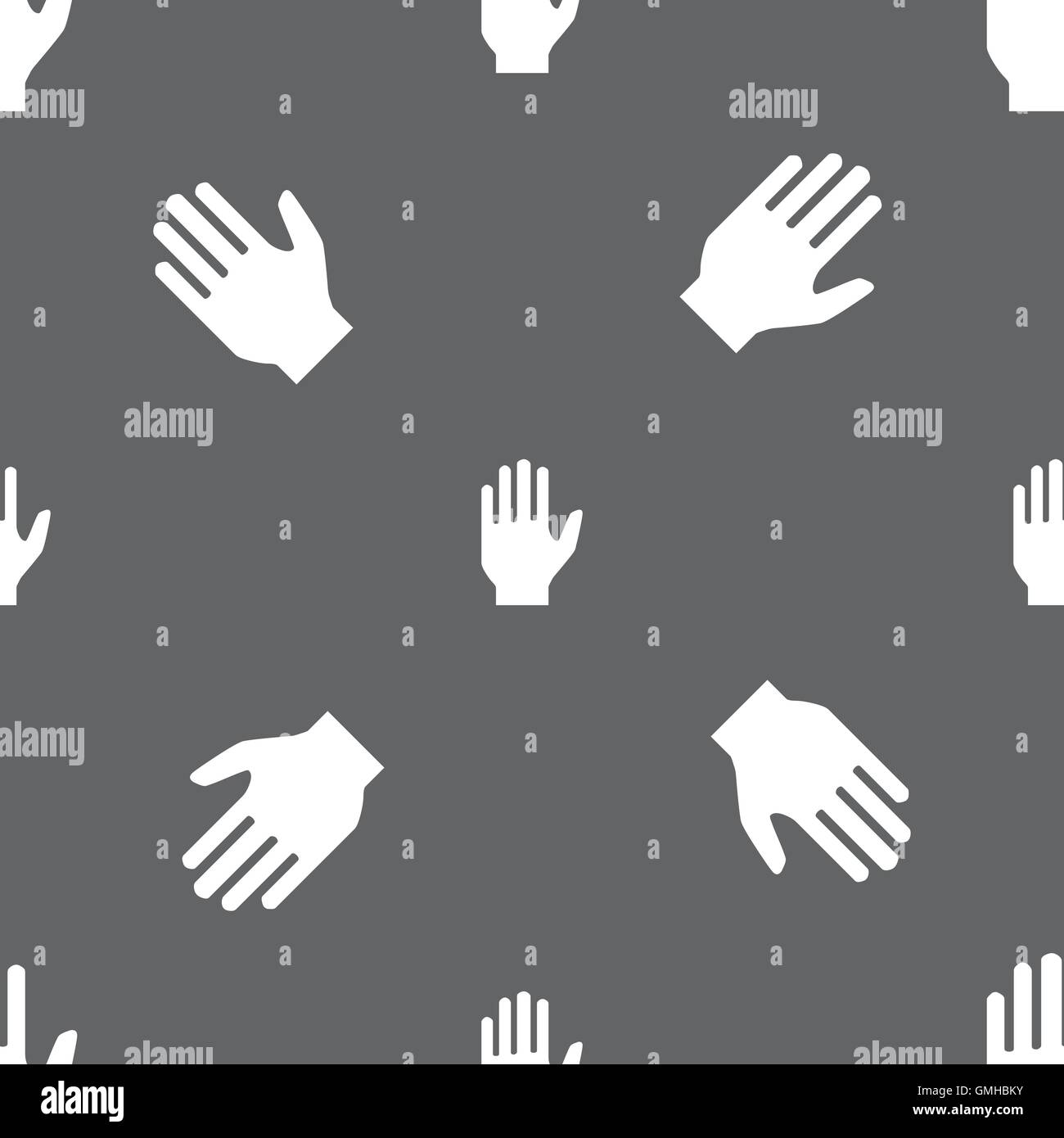 Hand print sign icon. Stop symbol. Seamless pattern on a gray ...