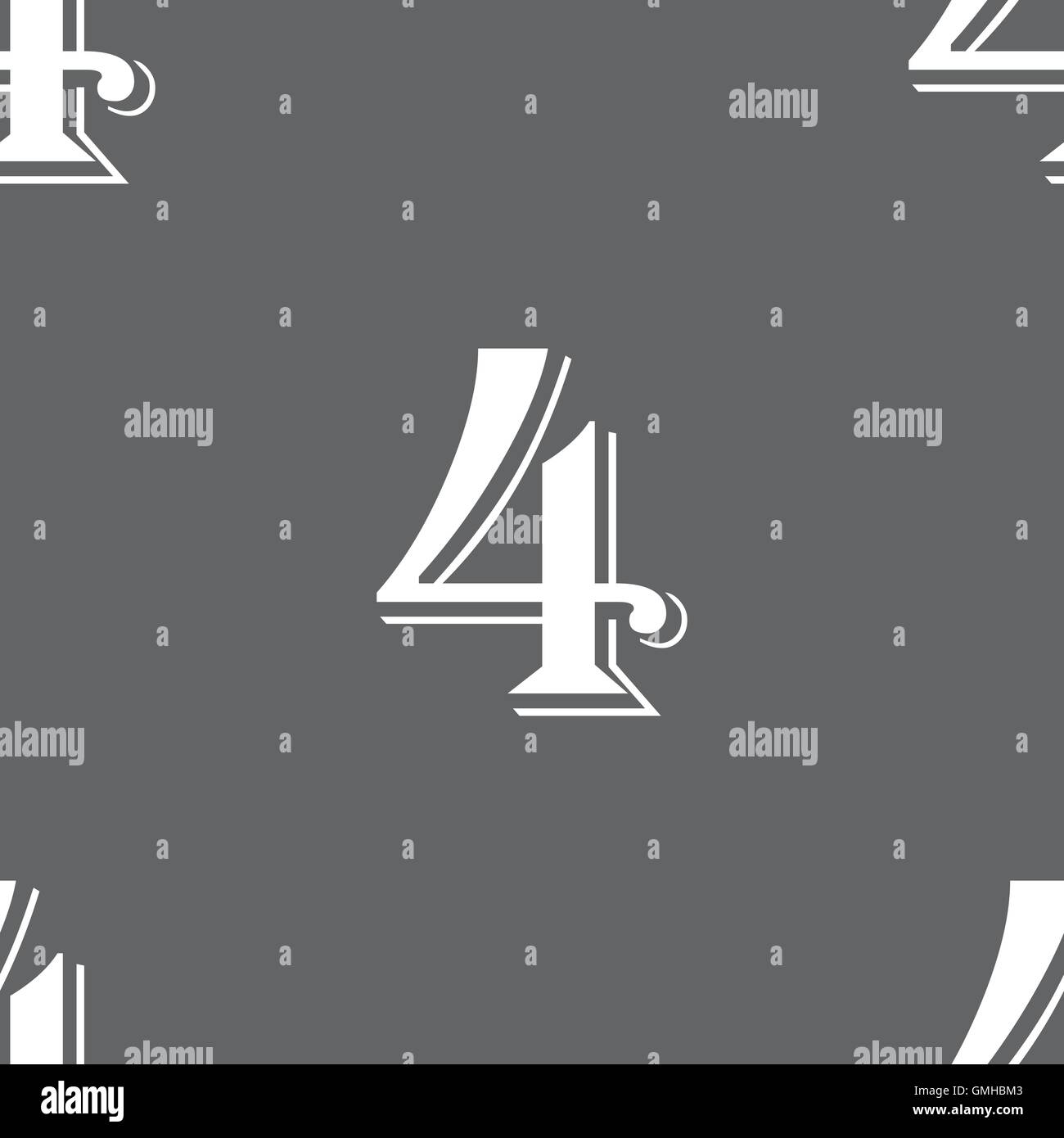 number four icon sign. Seamless pattern on a gray background. Vector ...