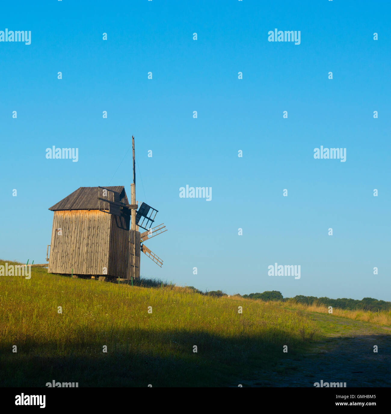 Old Traditional Wooded Windmill in Countryside Stock Photo - Alamy