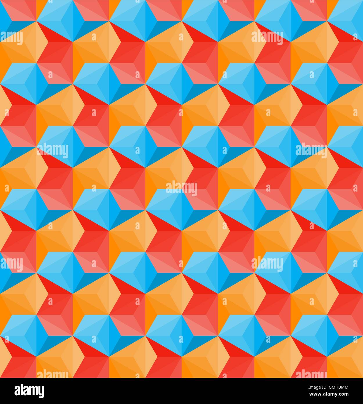 Vector Seamless Hexagonal Shape Pattern In Red Orange and Blue Stock ...