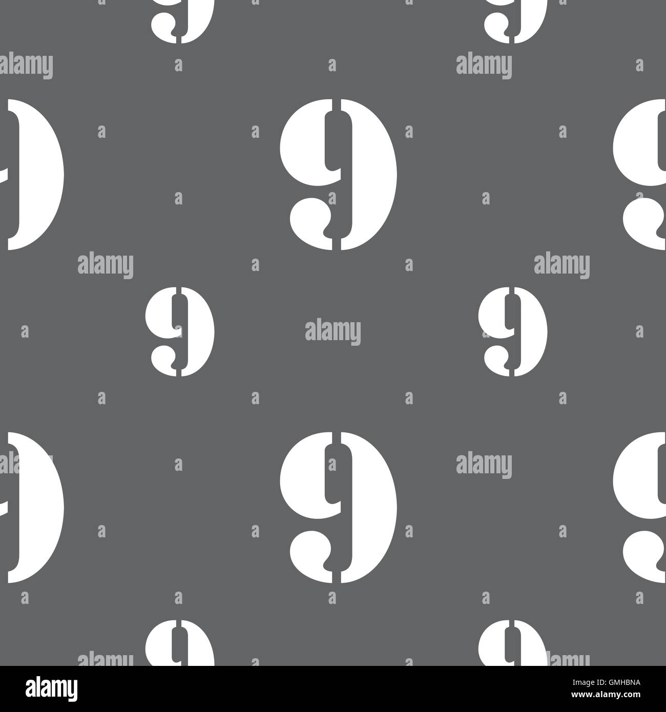 number Nine icon sign. Seamless pattern on a gray background. Vector ...