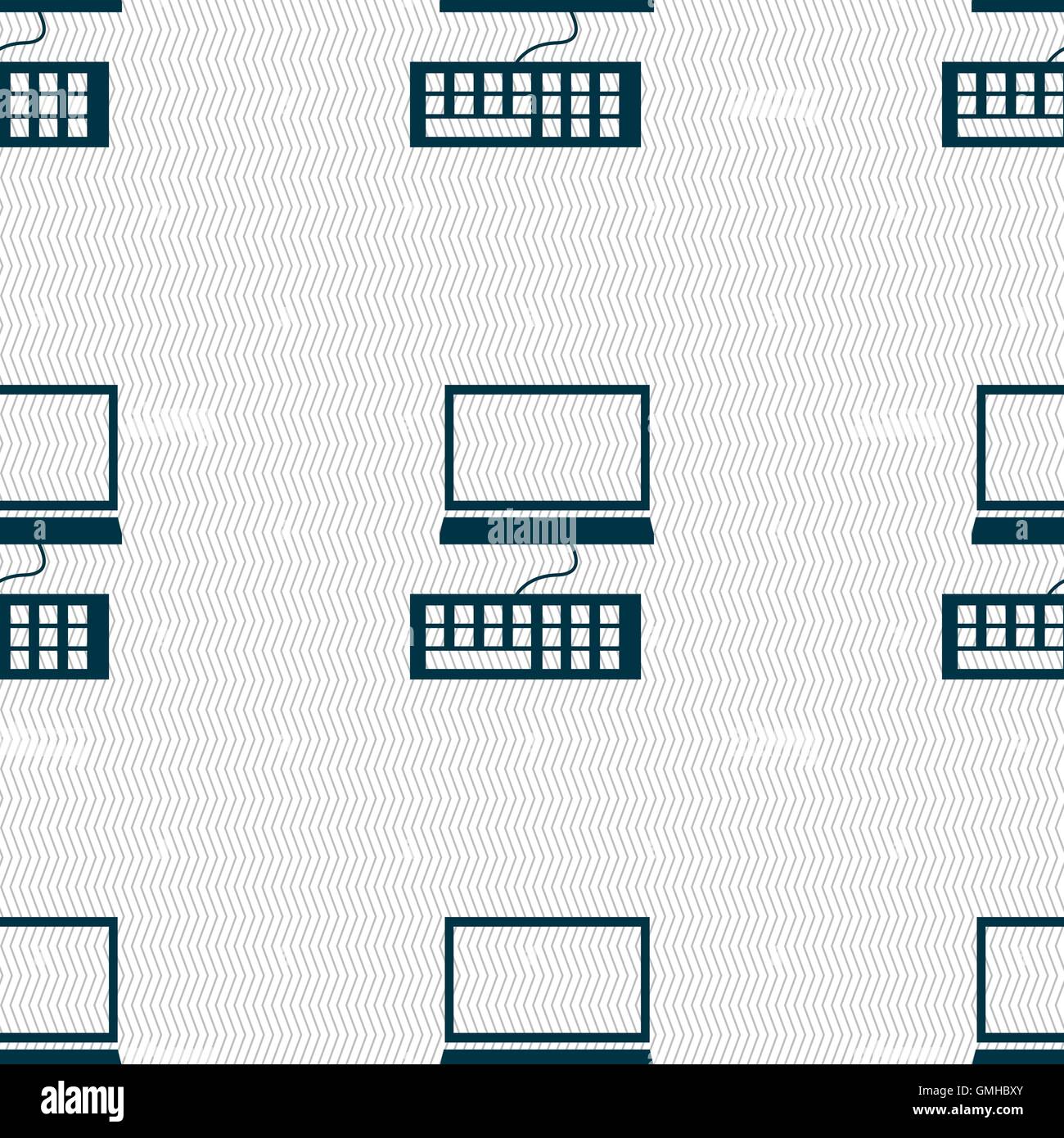 Computer monitor and keyboard Icon. Seamless abstract background with ...