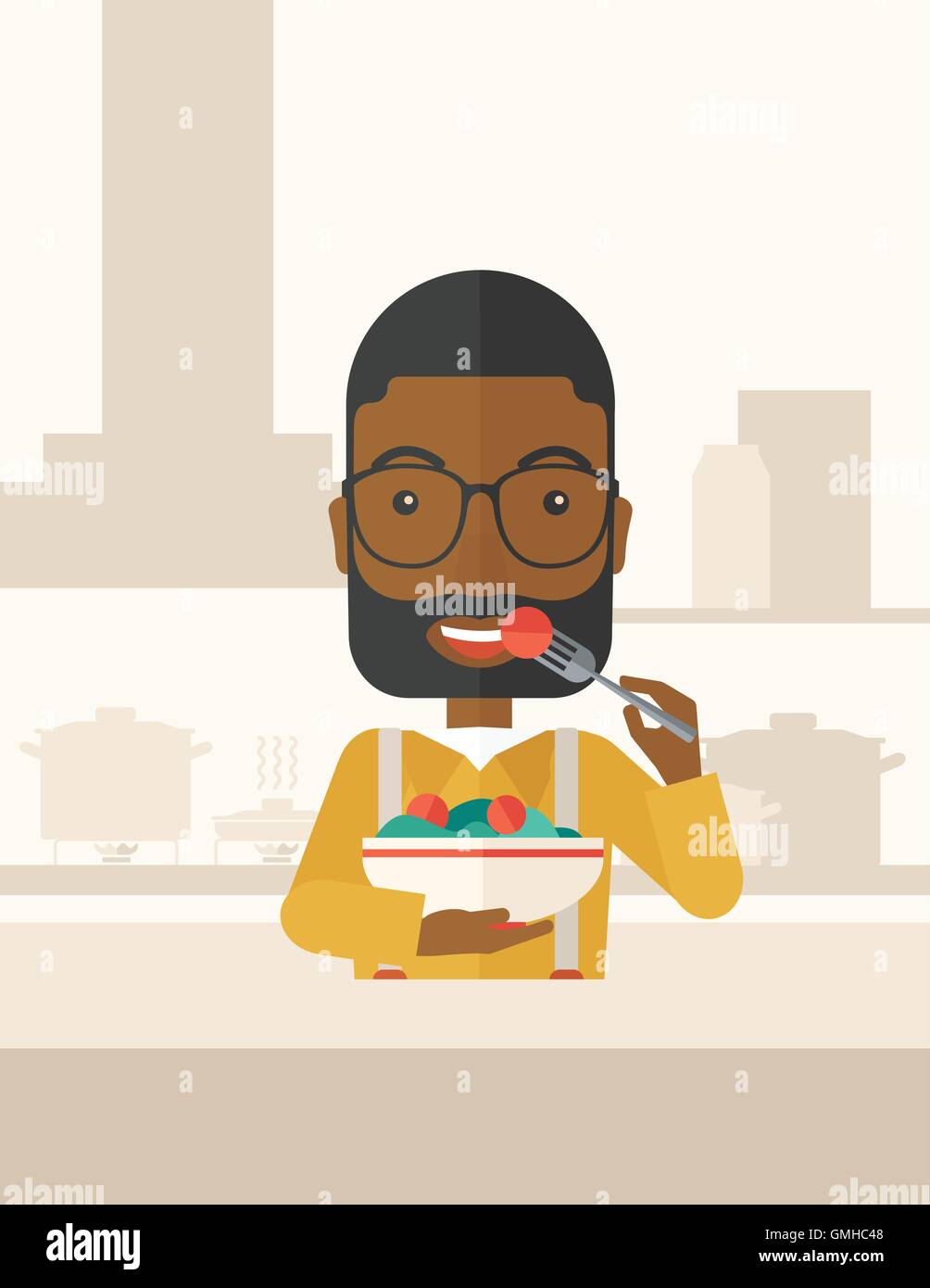 African man eating salad Stock Vector Images - Alamy