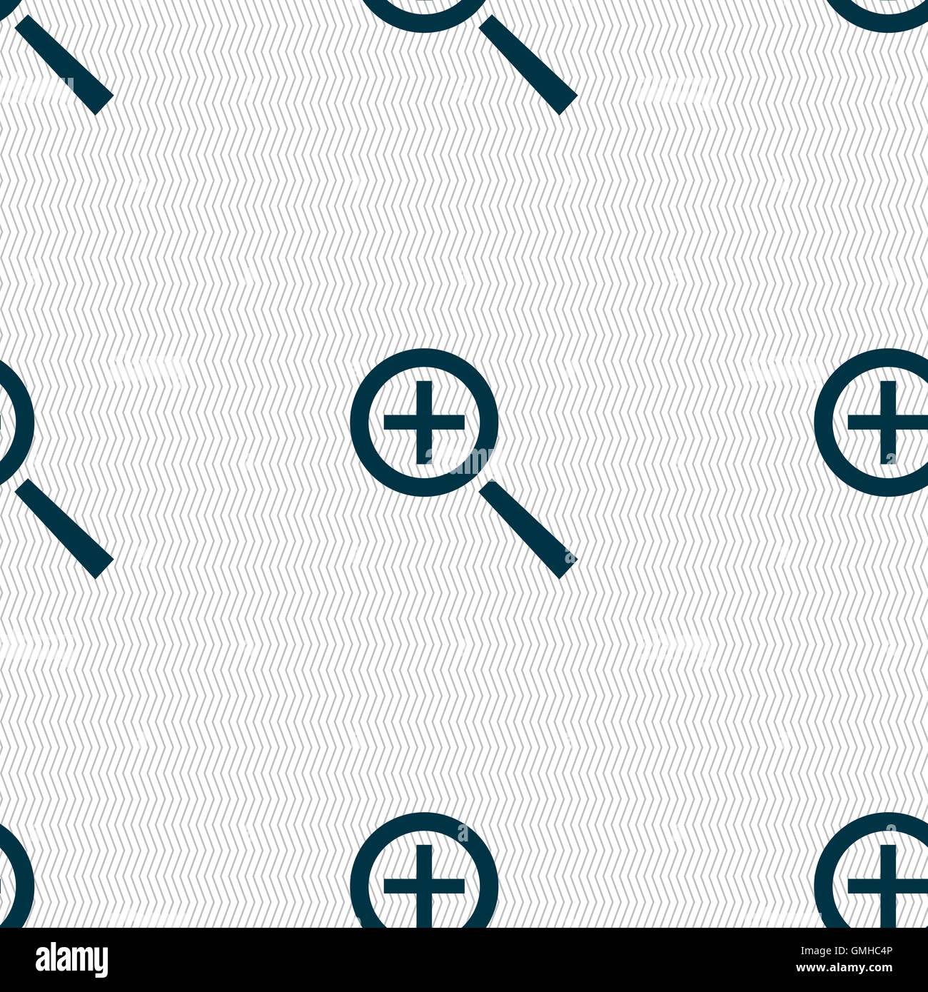 Magnifier glass, Zoom tool icon sign. Seamless abstract background with ...