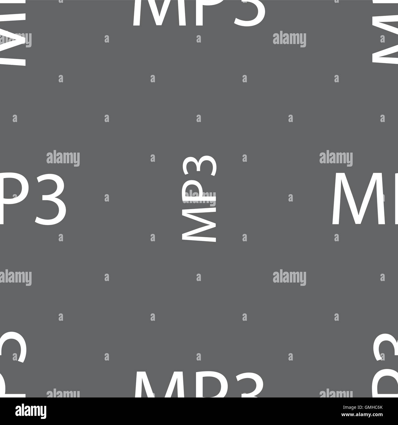 Mp3 music format sign icon. Musical symbol. Seamless pattern on a gray ...
