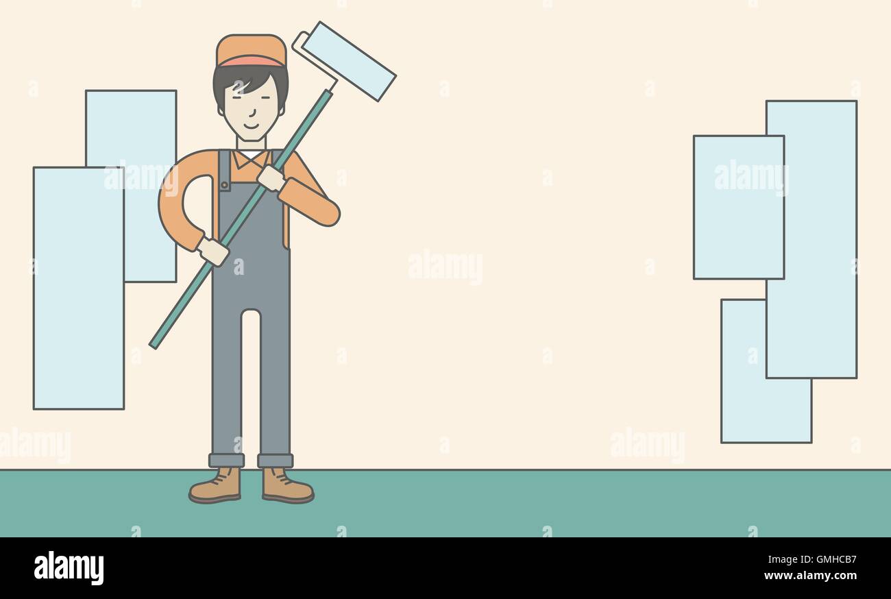 Asian cleaner worker Stock Vector Images - Alamy