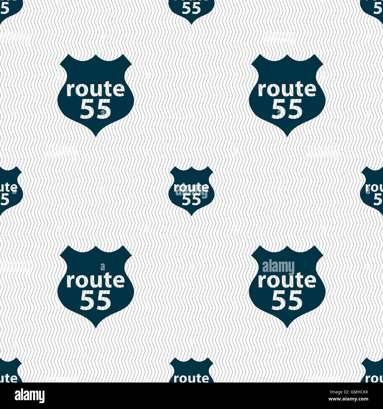 Route 55 highway icon sign. Seamless abstract background with geometric ...