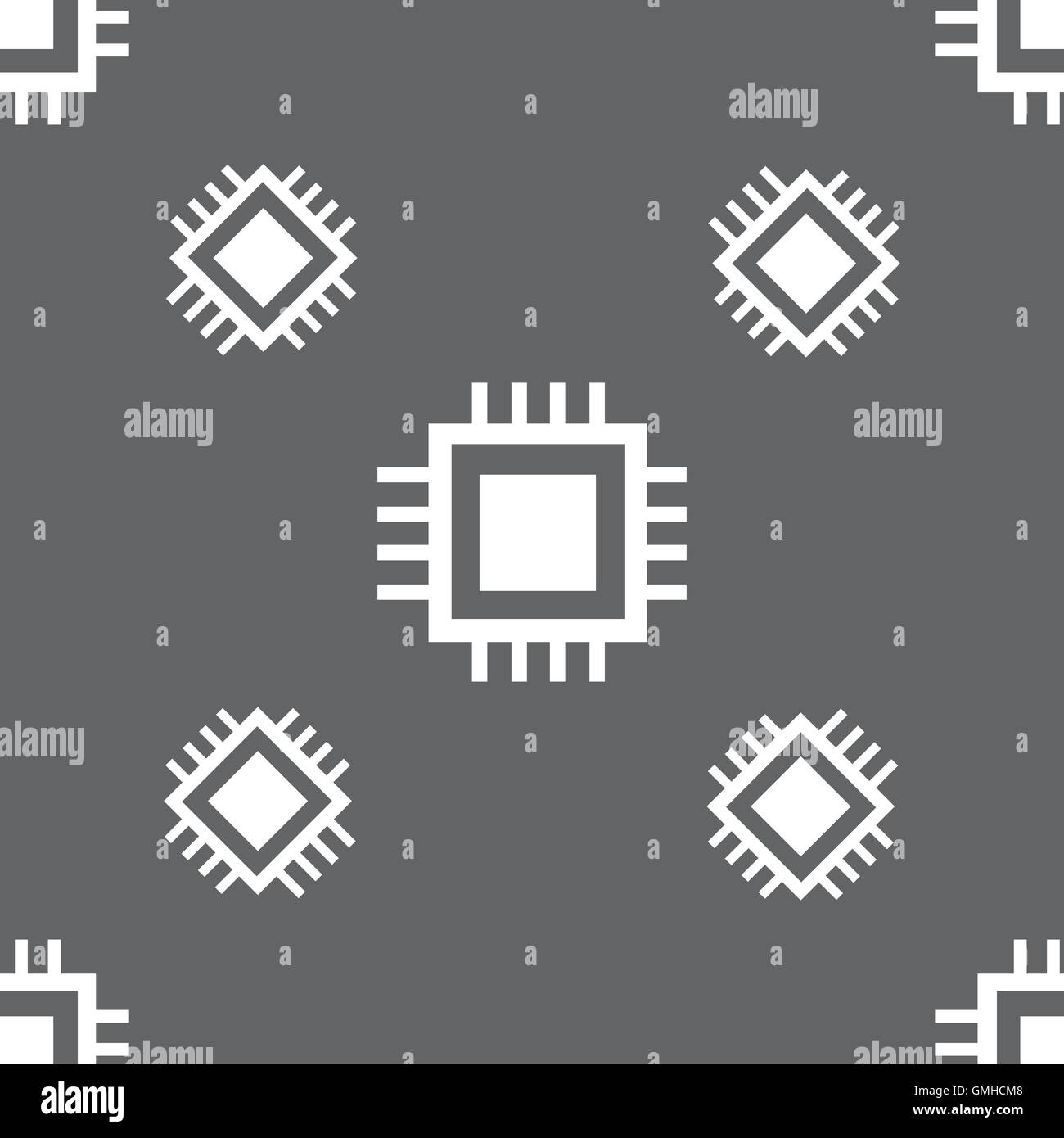 Central Processing Unit Icon. Technology scheme circle symbol. Seamless ...