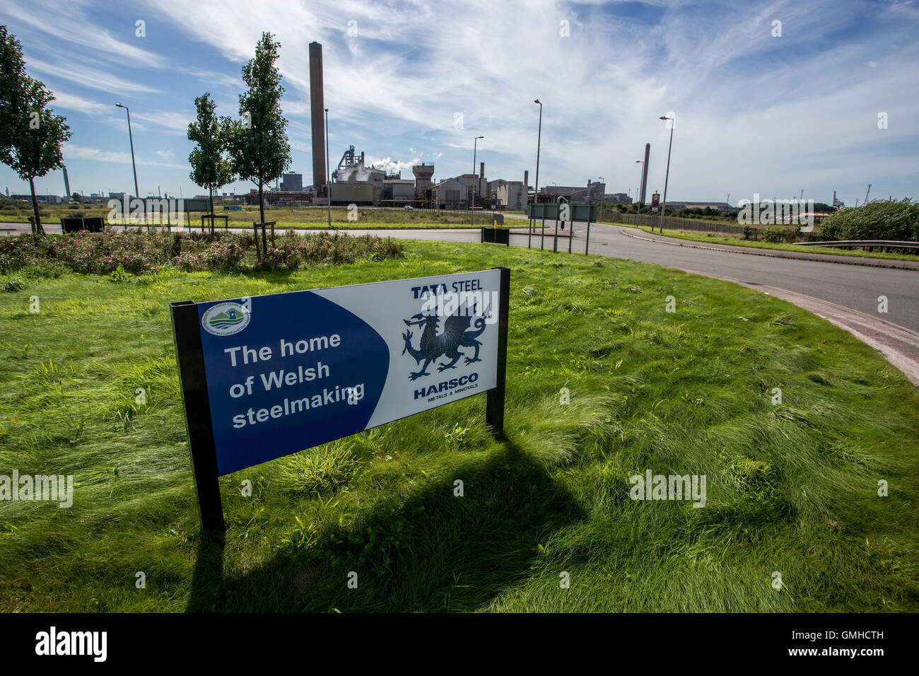 Port Talbot Steelworks 'The Home of Welsh Steelmaking' sign Stock Photo ...