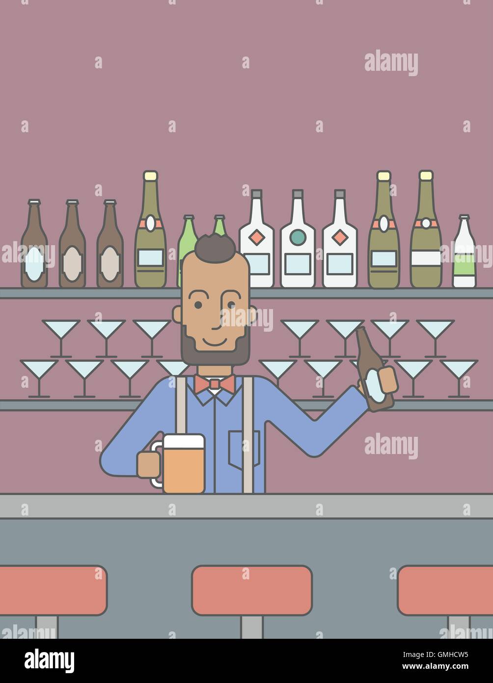 Barman in the pub Stock Vector Image & Art - Alamy