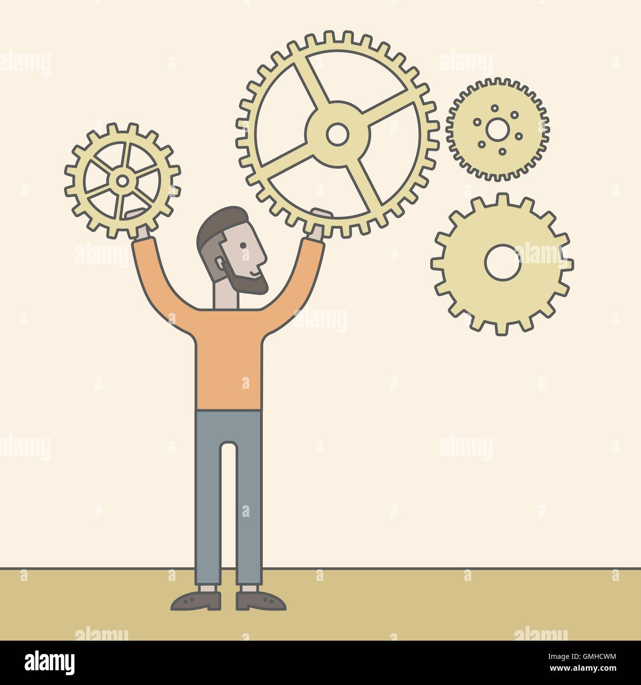 Man holding gears Stock Vector Image & Art - Alamy