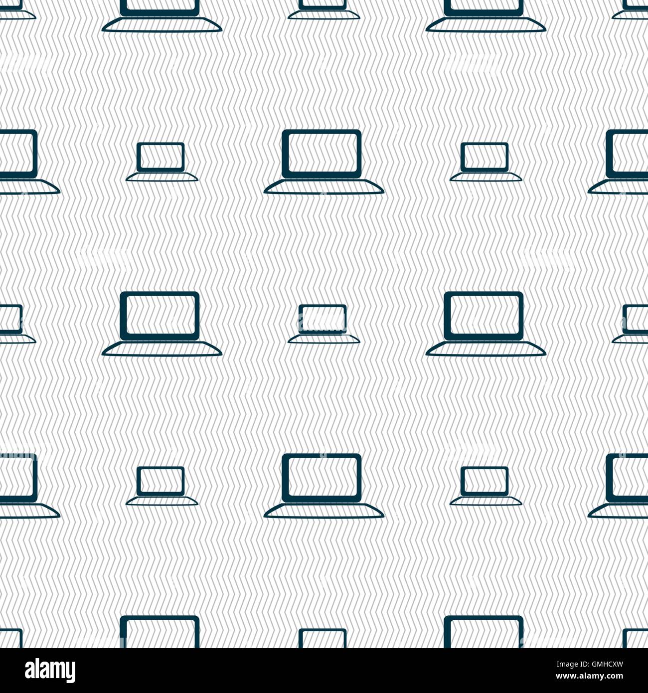Laptop sign icon. Notebook pc with graph symbol. Monitoring. Seamless ...