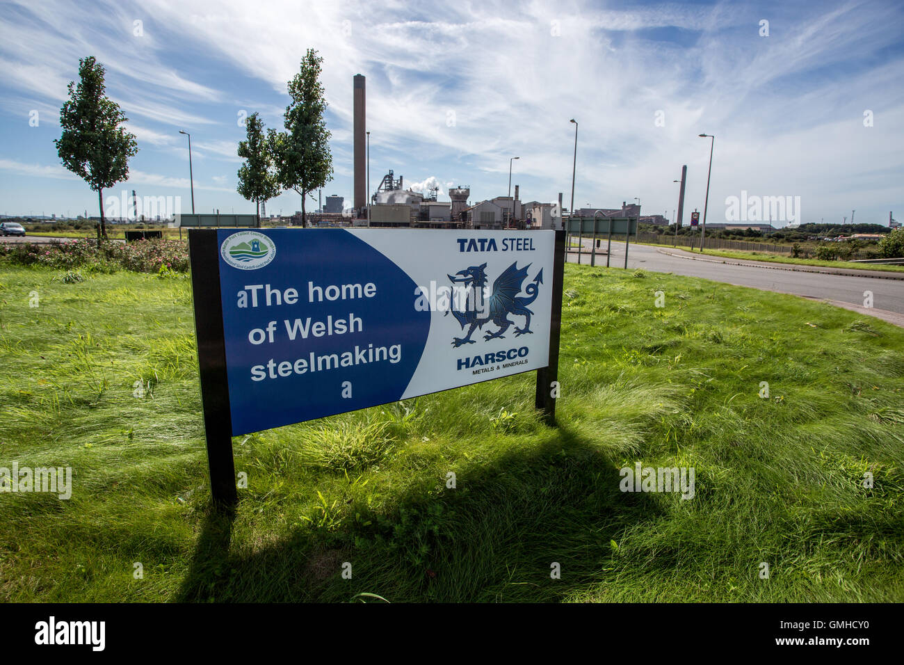 Port Talbot Steelworks 'The Home of Welsh Steelmaking' sign Stock Photo ...