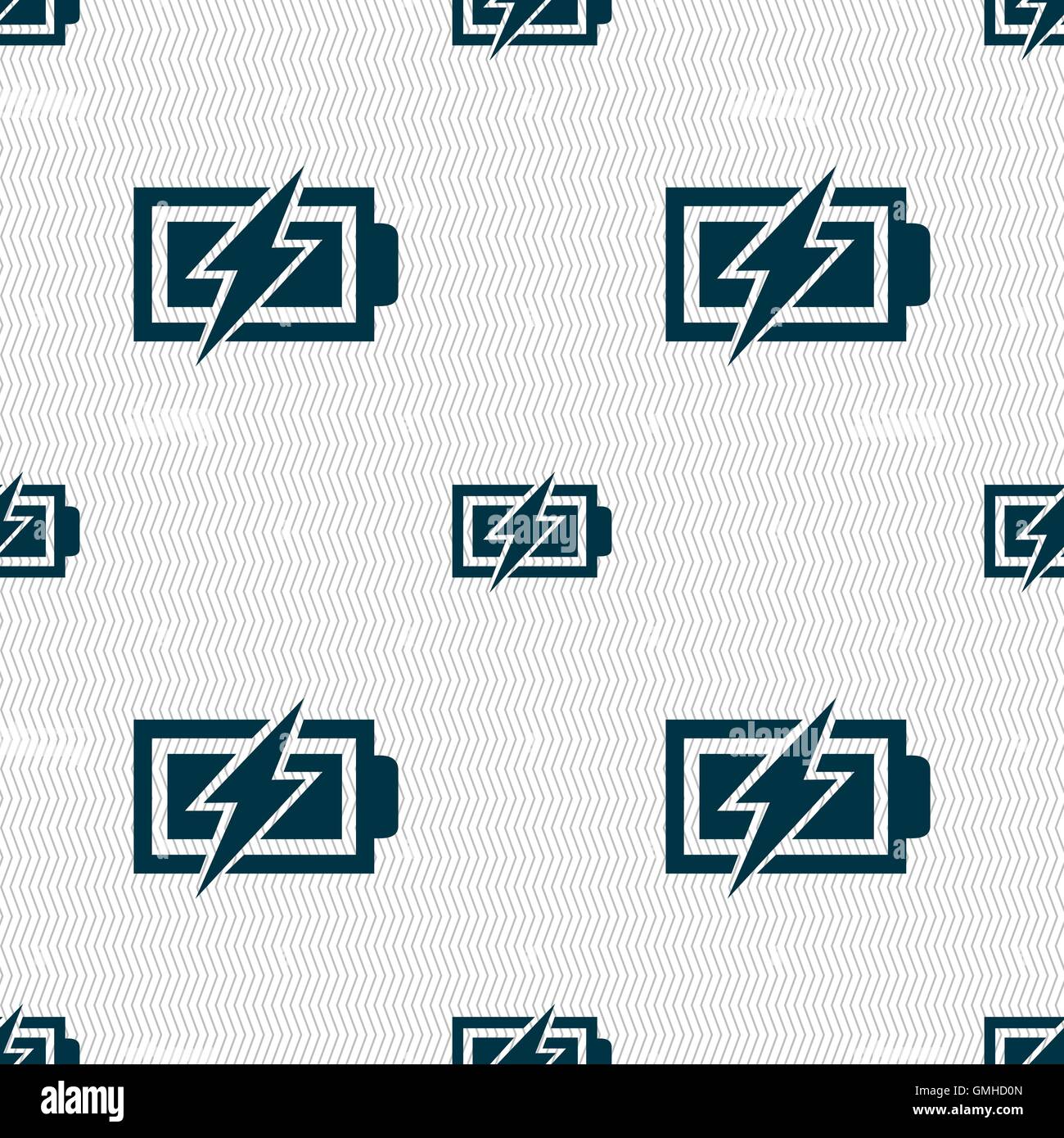 Battery charging sign icon. Lightning symbol. Seamless abstract ...