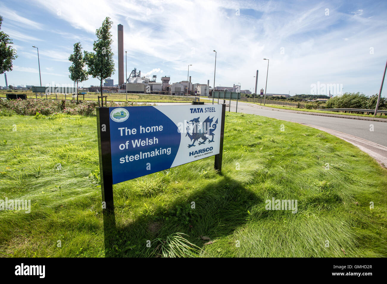 Port Talbot Steelworks 'The Home of Welsh Steelmaking' sign Stock Photo ...
