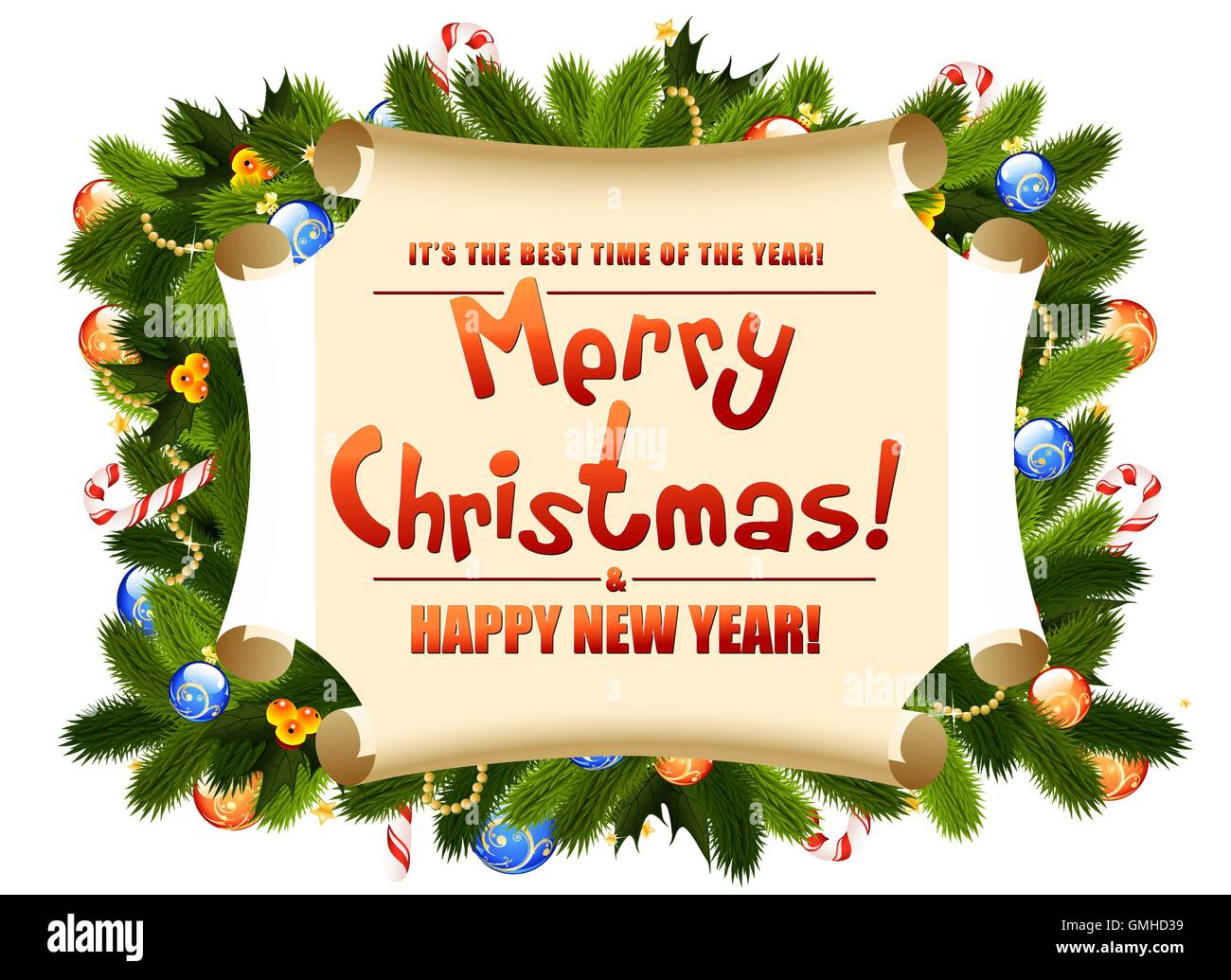 Gift christmas decor fir Stock Vector Images - Alamy