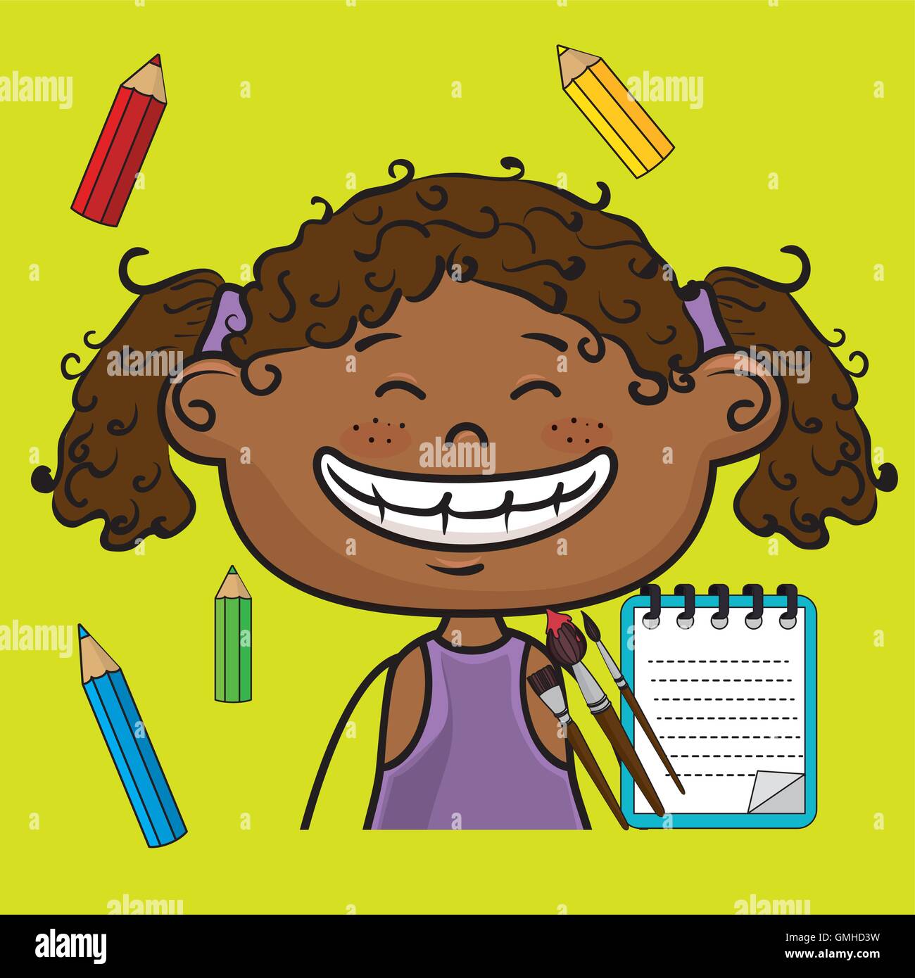 girl cartoon child notebook Stock Vector Image & Art - Alamy