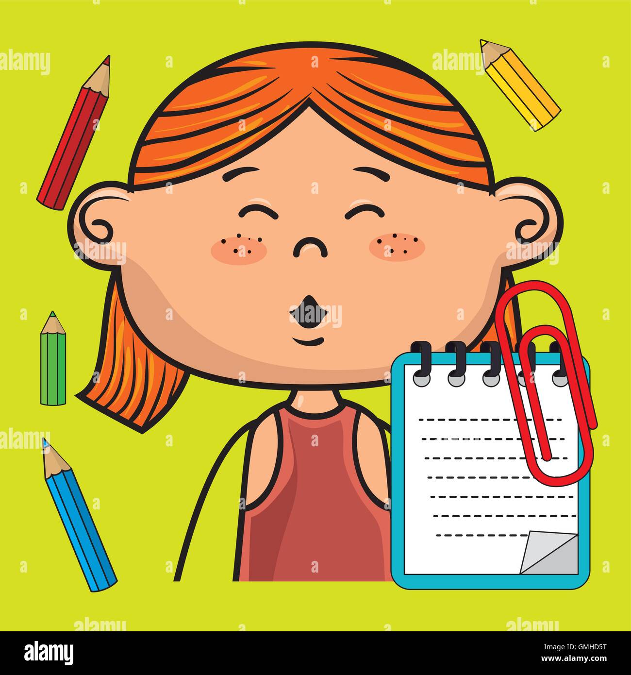 girl cartoon child notebook Stock Vector Image & Art - Alamy