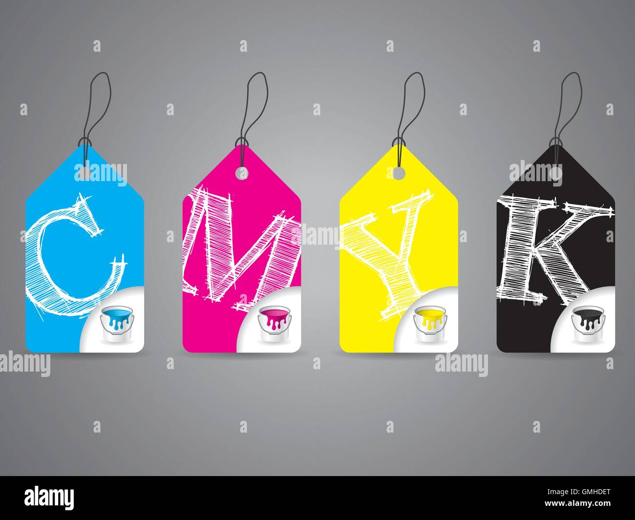 Cmyk labels with paint and scribbled text Stock Vector Image & Art - Alamy