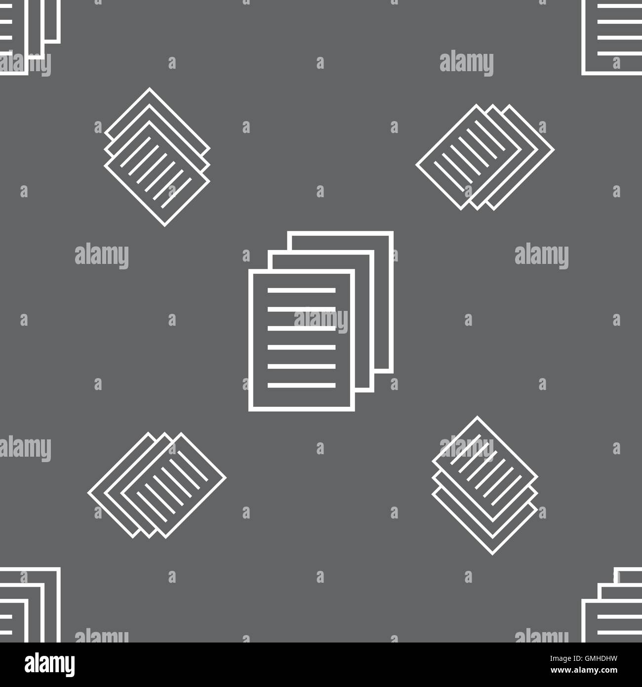 Copy File Sign Icon Duplicate Document Symbol Seamless Pattern On A Gray Background Vector