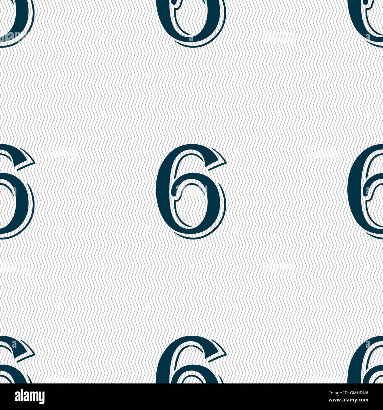 number six icon sign. Seamless abstract background with geometric ...
