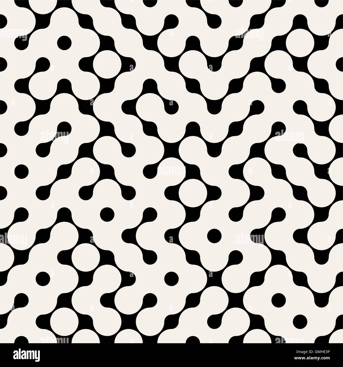Vector Seamless Black And White Truchet Rounded Metaball Pattern Stock Vector Image & Art - Alamy