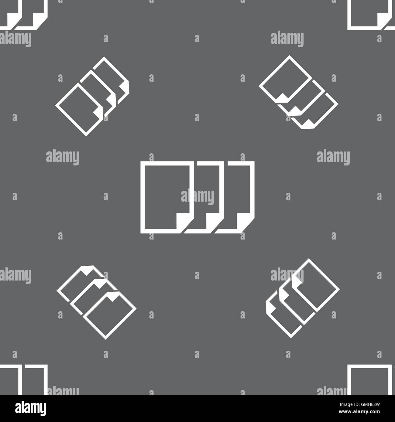 Copy file sign icon. Duplicate document symbol. Seamless pattern on a gray background. Vector ...