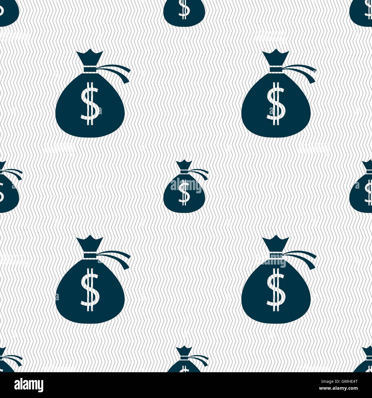 Money bag icon sign. Seamless abstract background with geometric shapes ...