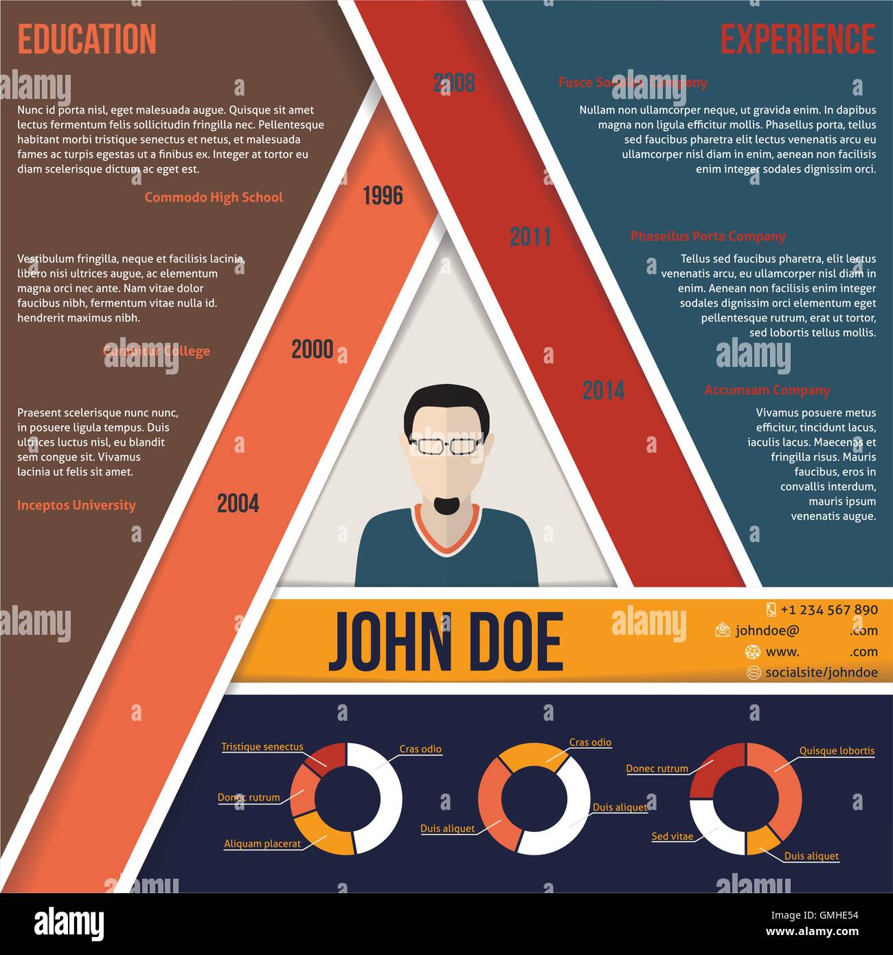 Modern triangle shape cv resume template Stock Vector Image & Art - Alamy