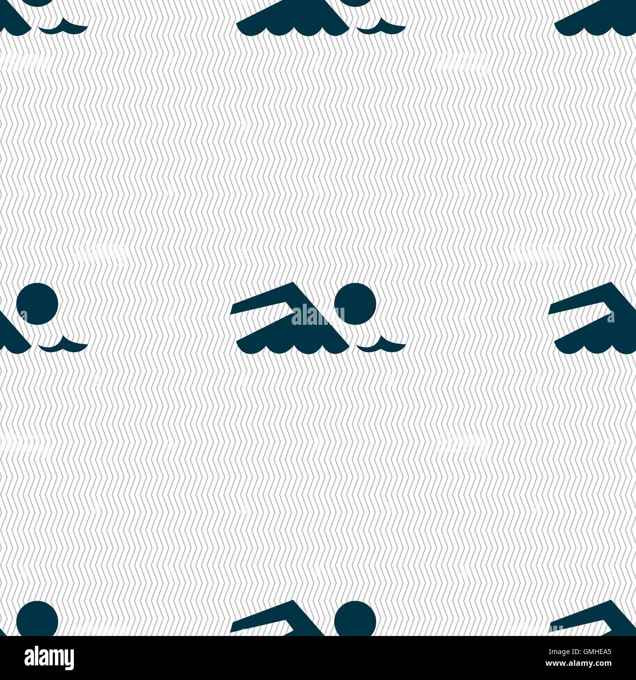 Swimming sign icon. Pool swim symbol. Sea wave. Seamless abstract ...