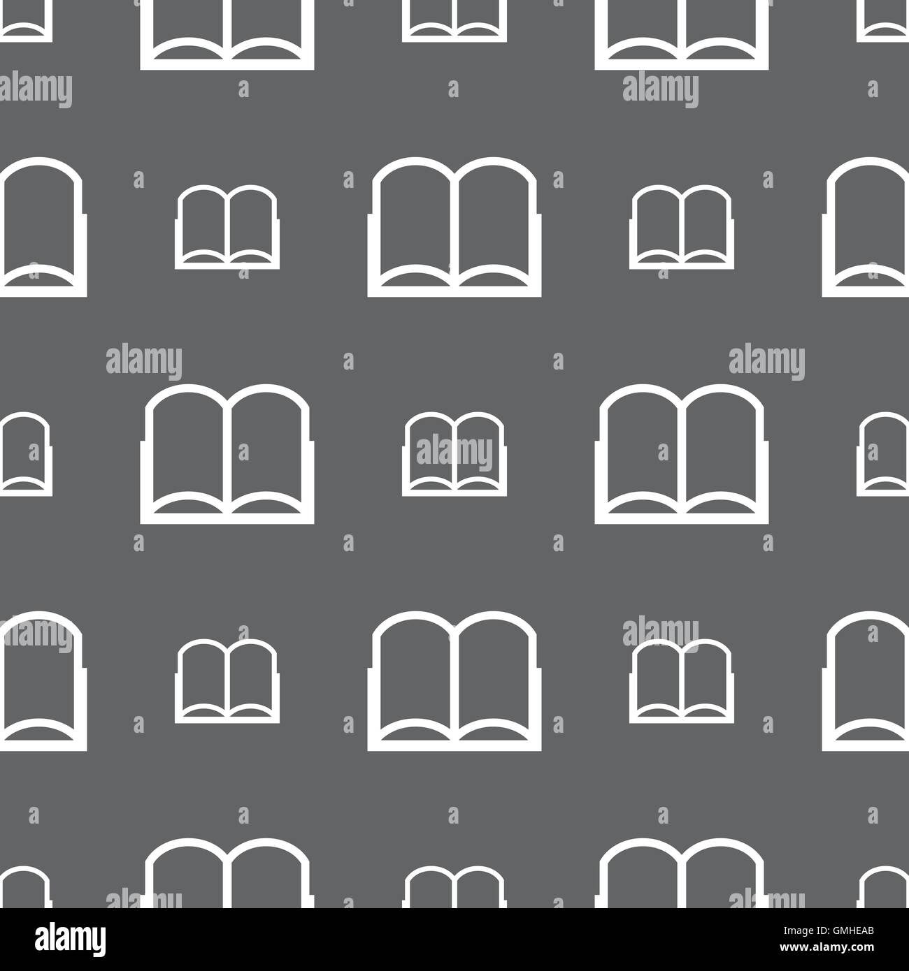Book sign icon. Open book symbol. Seamless pattern on a gray background ...