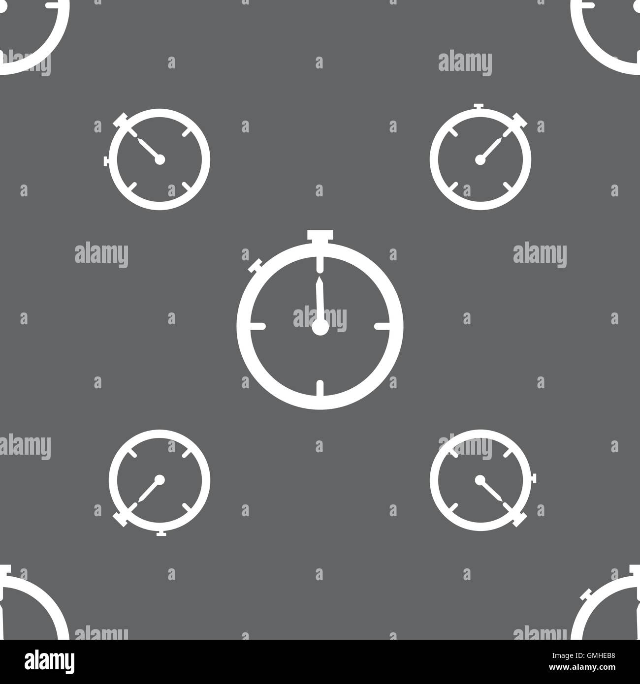 Timer sign icon. Stopwatch symbol. Seamless pattern on a gray ...