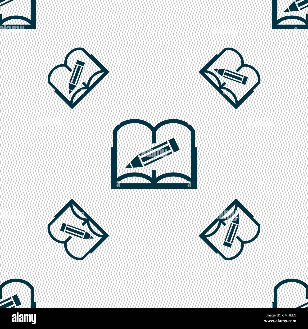 Book sign icon. Open book symbol. Seamless pattern with geometric ...