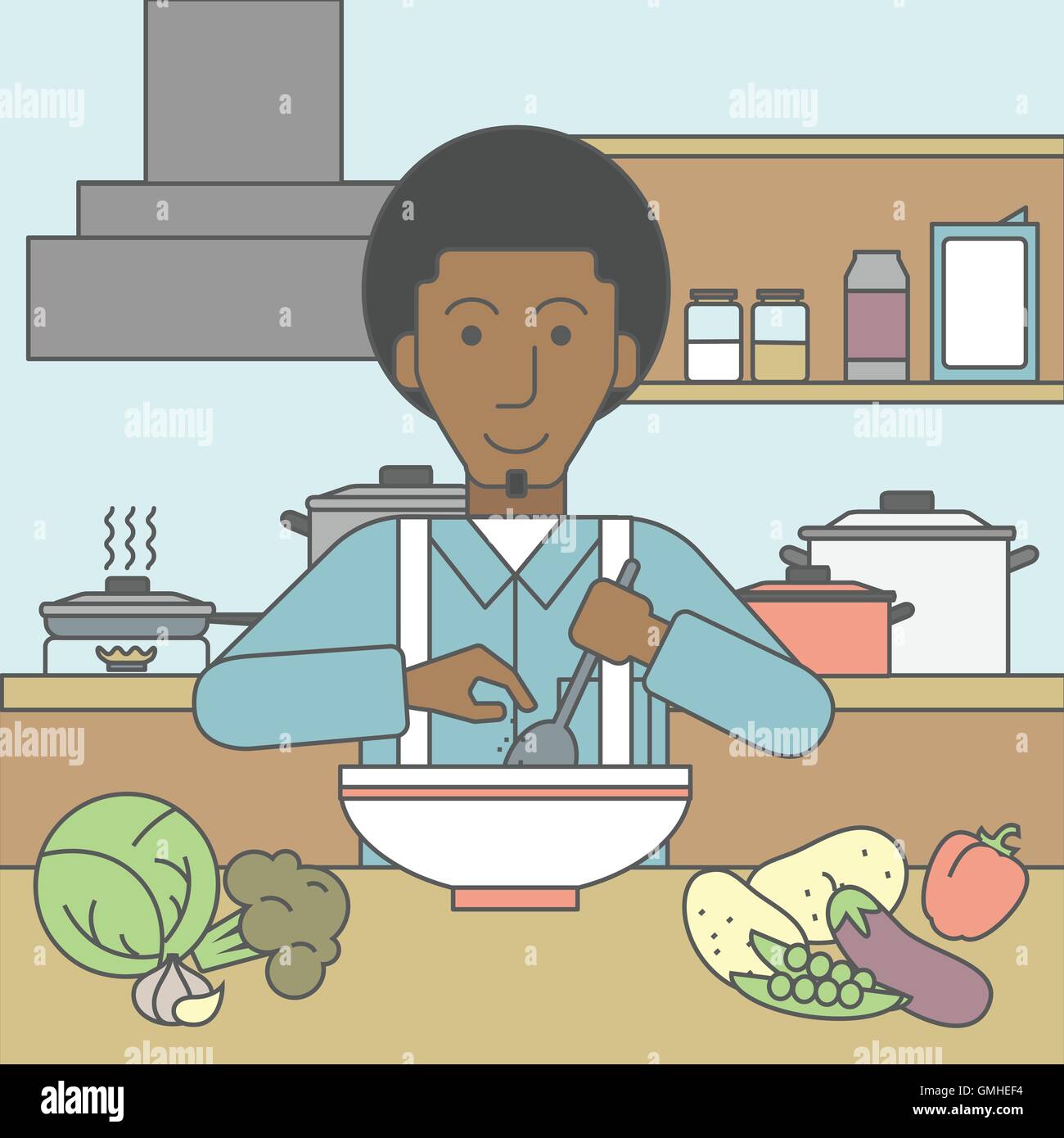 Black male man cooking Stock Vector Images - Alamy