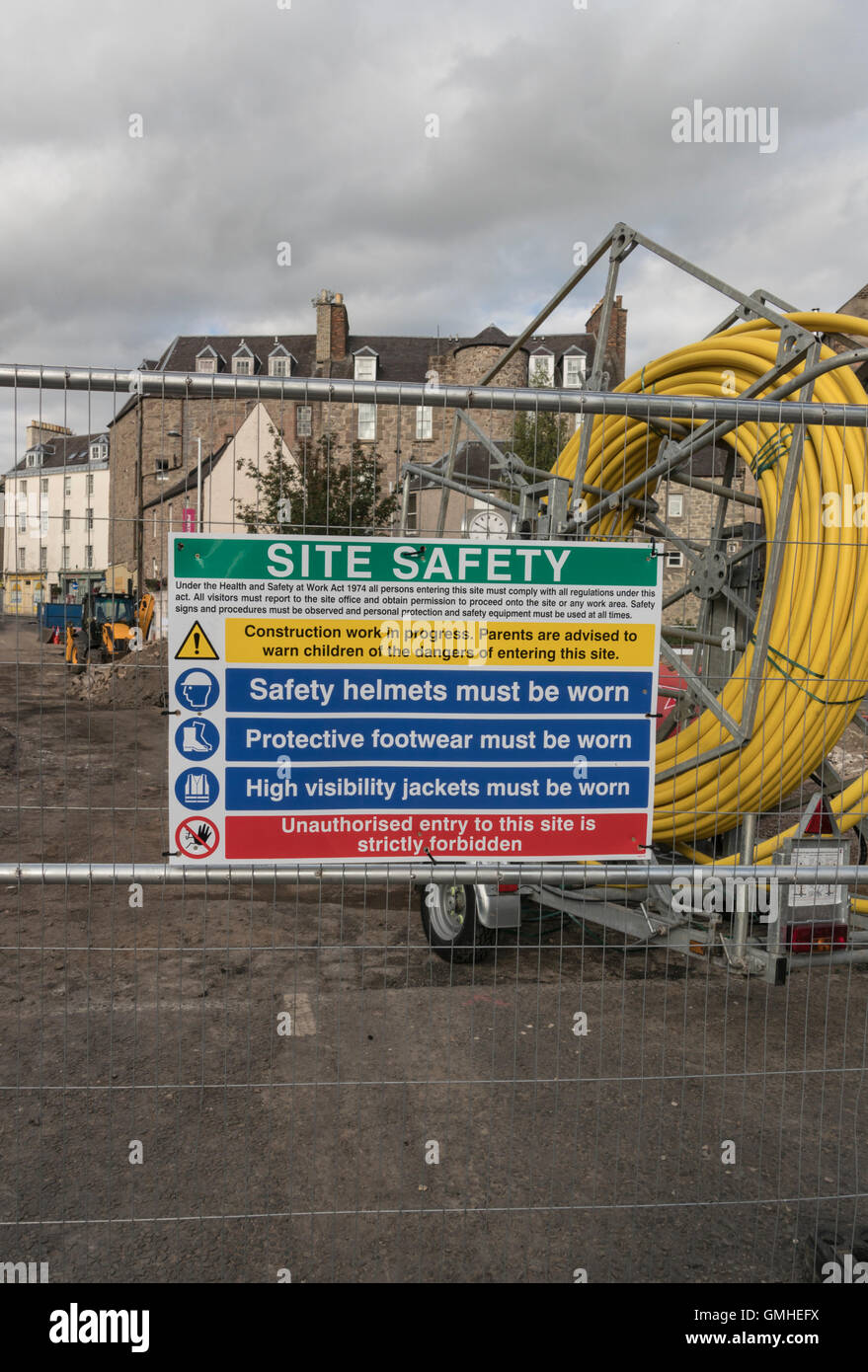 Construction site 'Site Safety' sign,Perth,Scotland,UK Stock Photo - Alamy