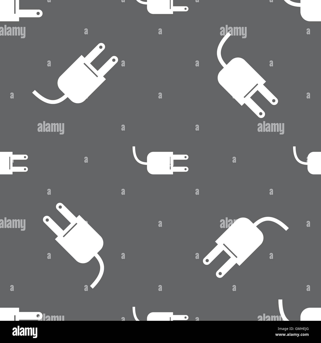Electric plug sign icon. Power energy symbol. Seamless pattern on a ...