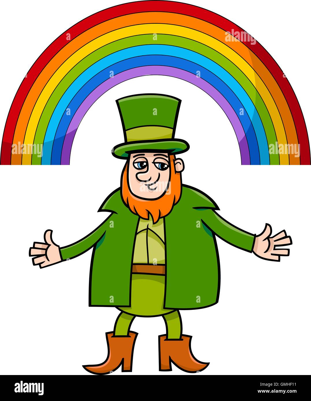 leprechaun and rainbow cartoon Stock Vector Image & Art - Alamy