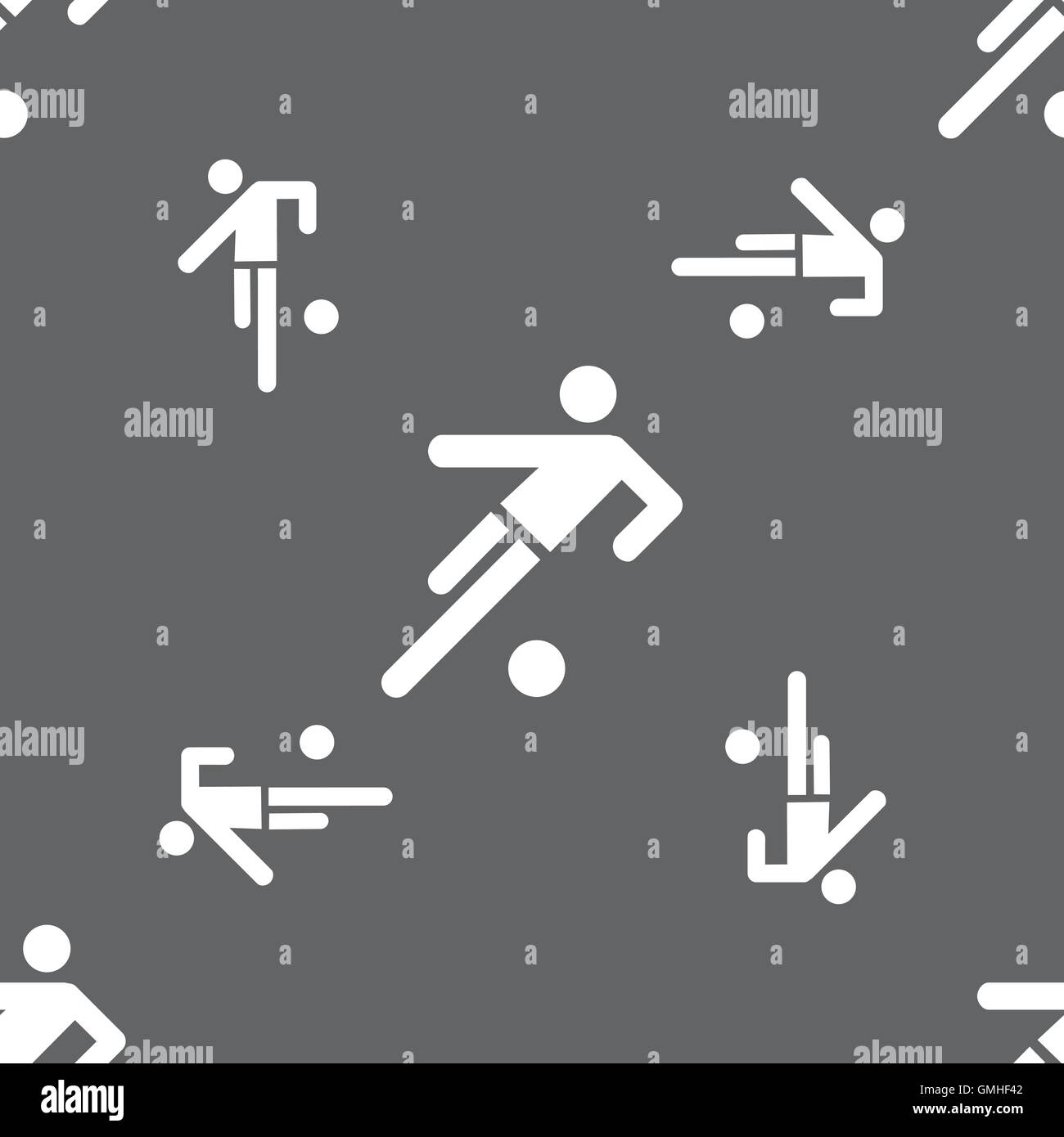 football player icon. Seamless pattern on a gray background. Vector ...