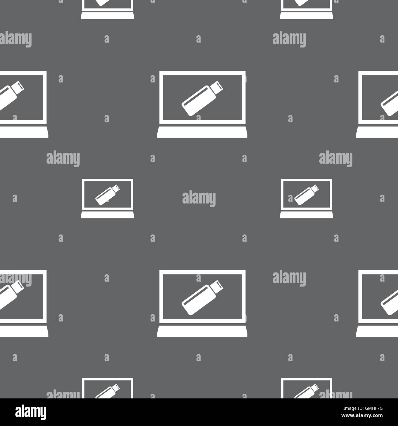 usb flash drive and monitor sign icon. Video game symbol. Seamless ...