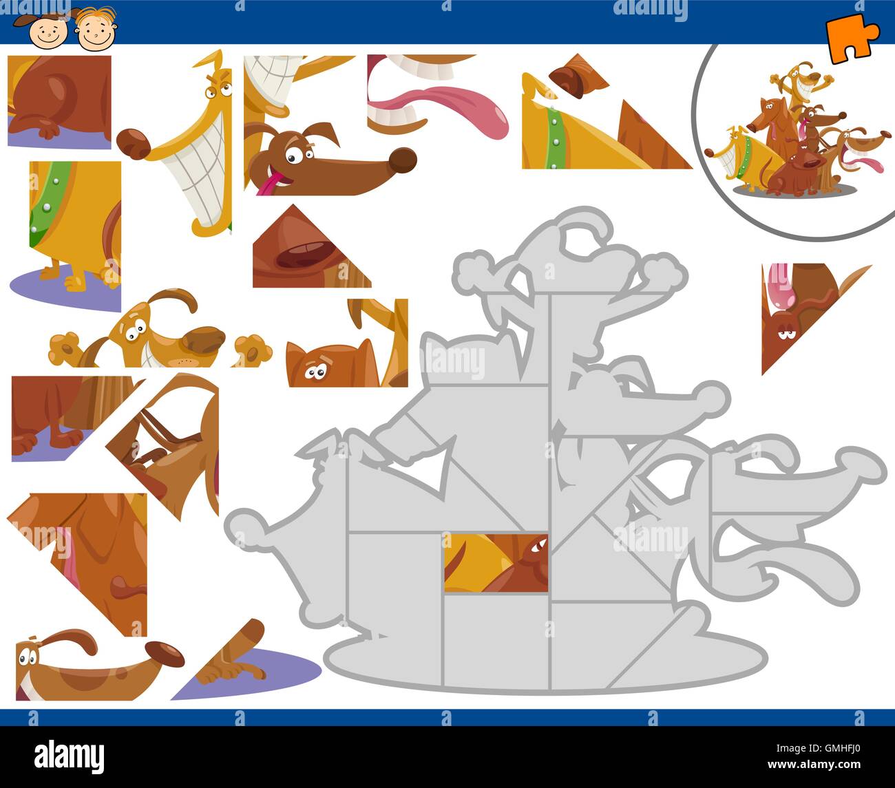 cartoon dogs jigsaw puzzle task Stock Vector Image & Art - Alamy