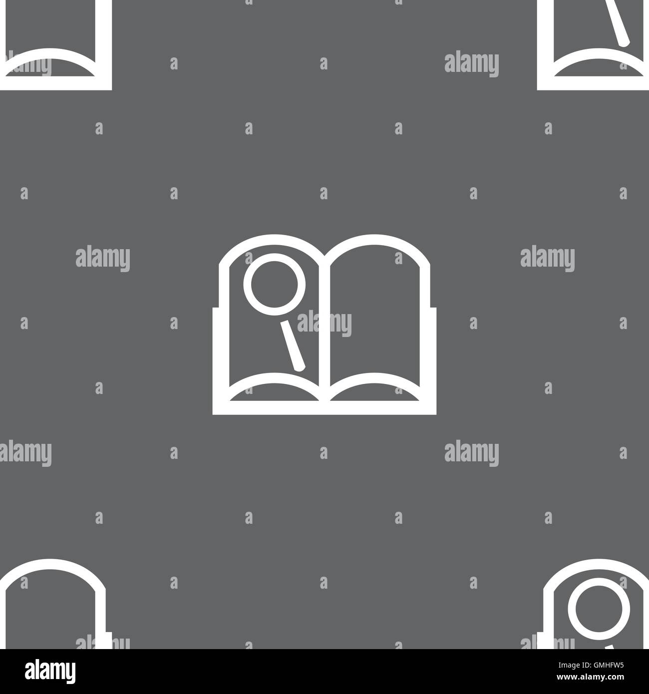 Book sign icon. Open book symbol. Seamless pattern on a gray background ...