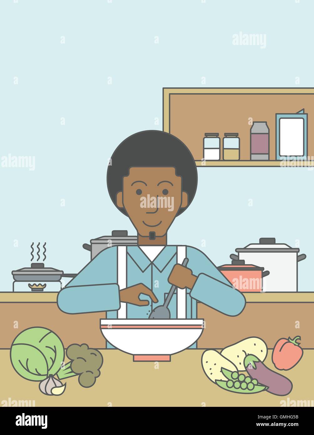 Man cooking meal Stock Vector Image & Art - Alamy