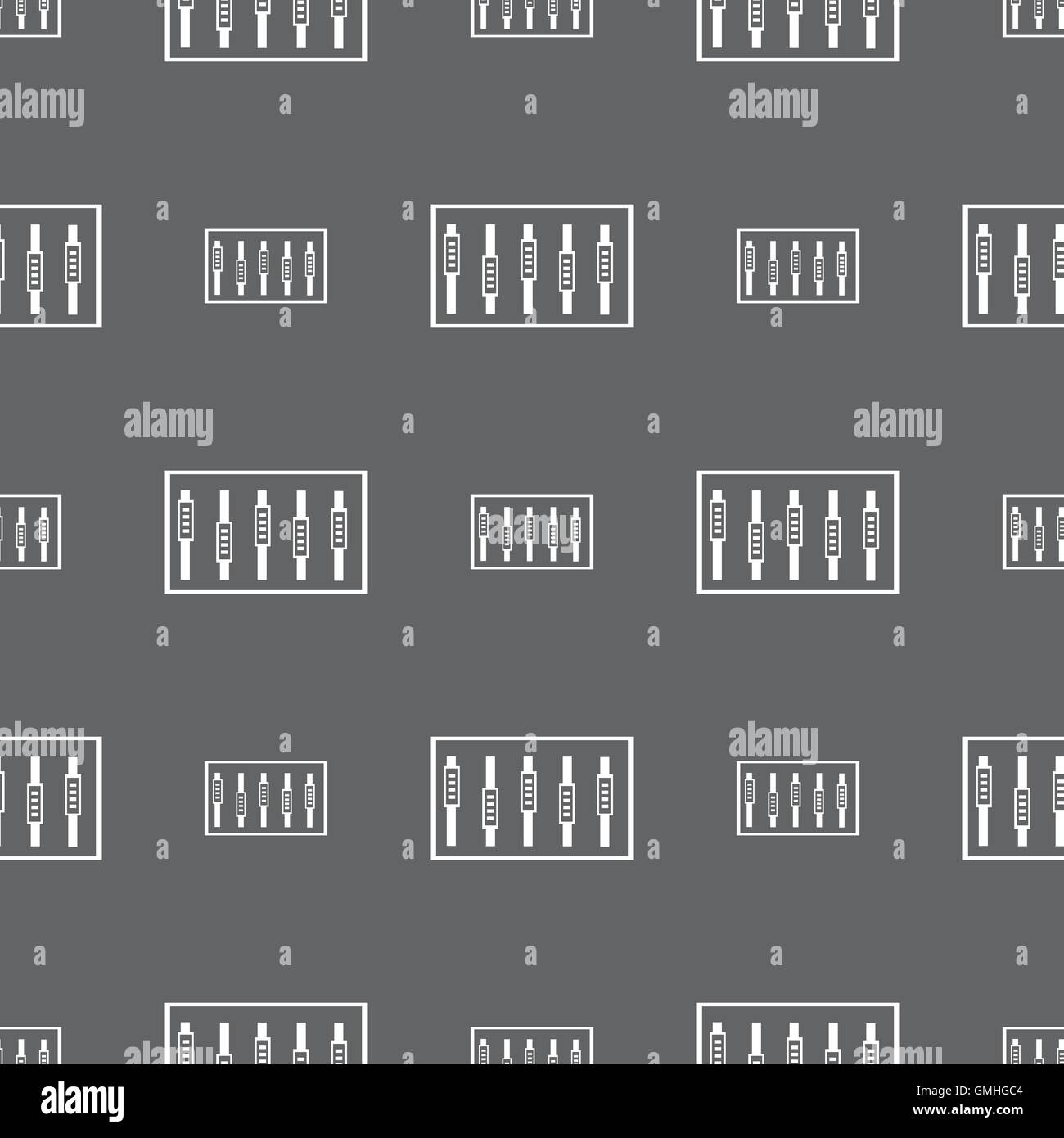 Dj console mix handles and buttons, level icons. Seamless pattern on a ...