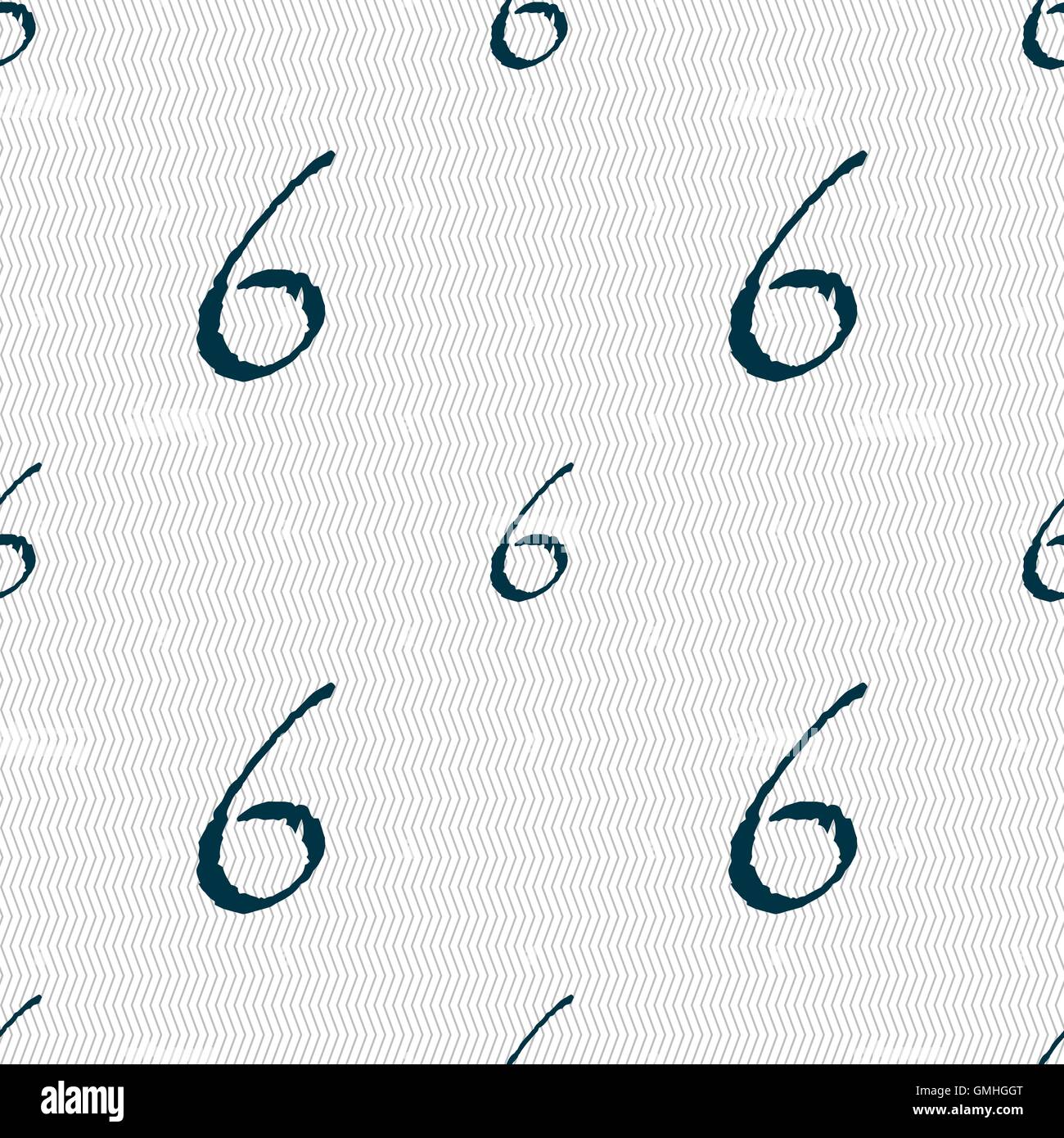 number six icon sign. Seamless abstract background with geometric ...
