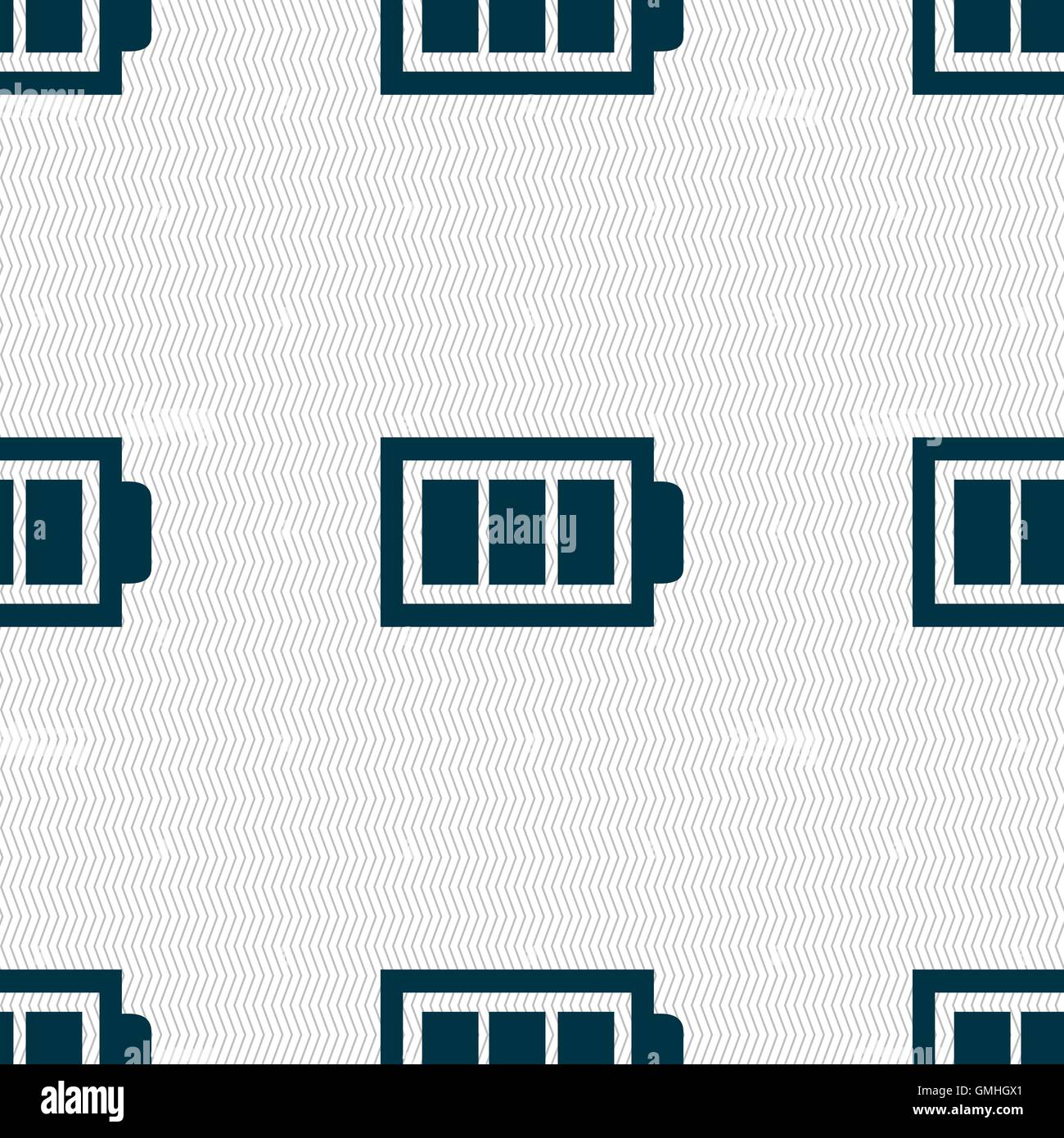 Battery fully charged sign icon. Electricity symbol. Seamless abstract ...