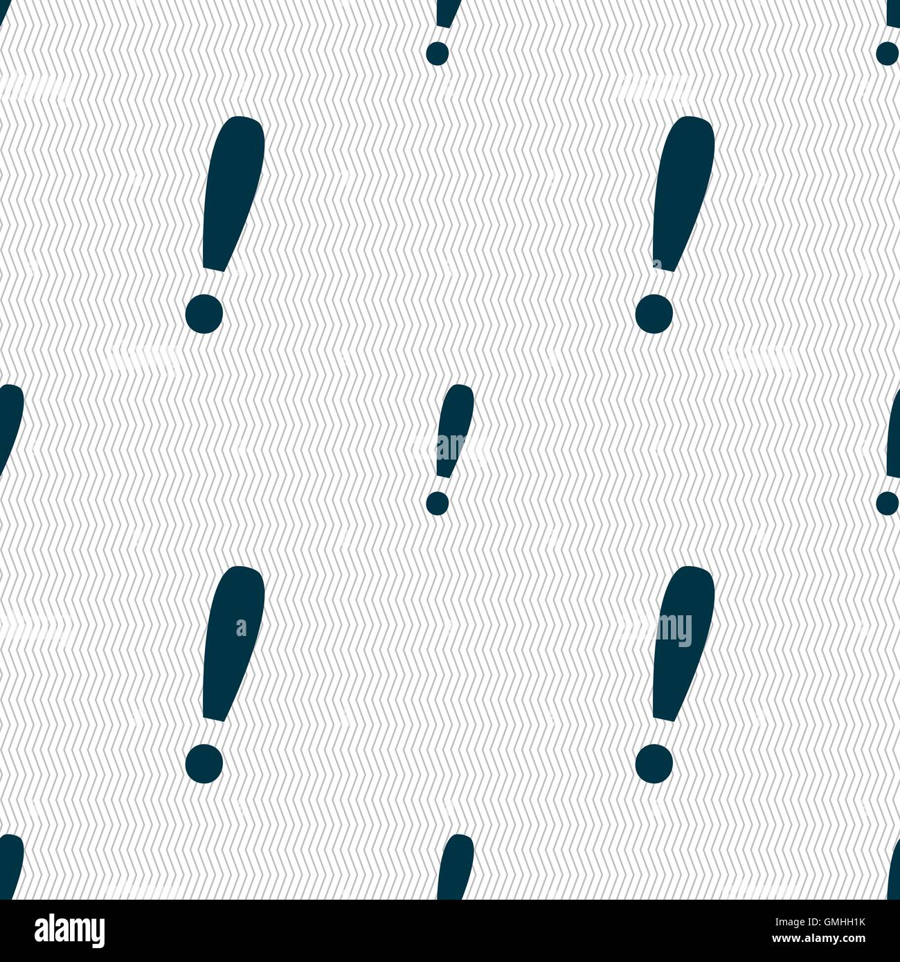 Exclamation mark sign icon. Attention speech bubble symbol. Seamless ...