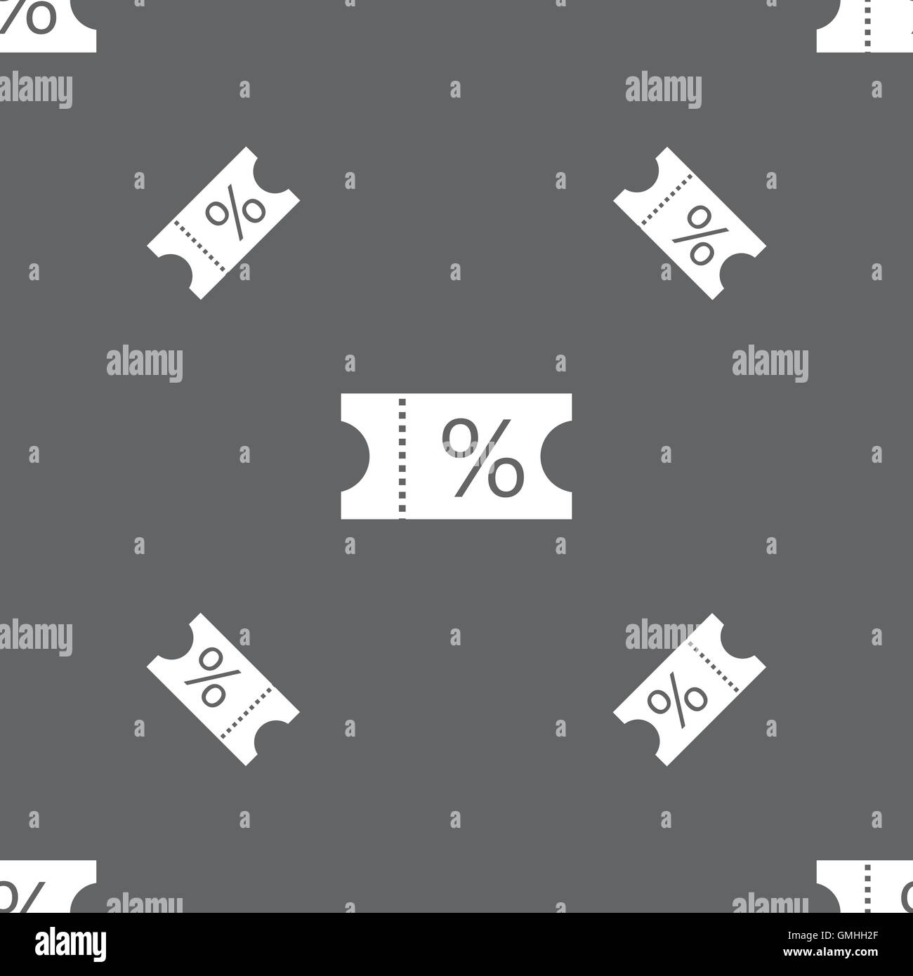 ticket discount icon sign. Seamless pattern on a gray background ...